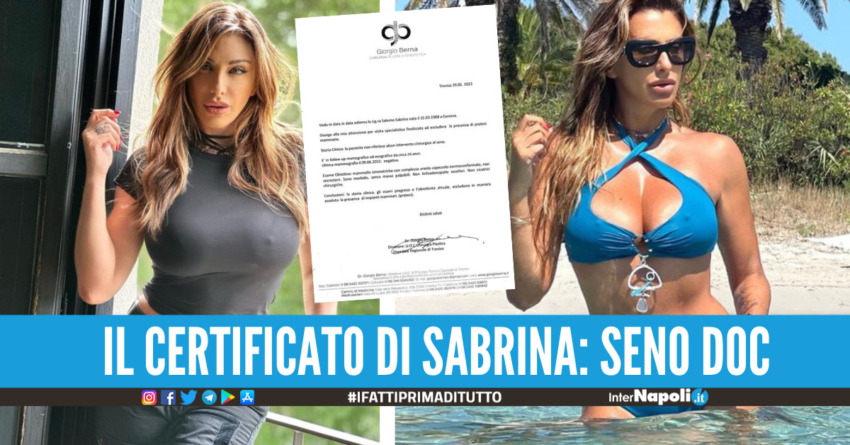 Sabrina Salerno si arrabbia: "Il mio seno è naturale, ho la certificazione!"