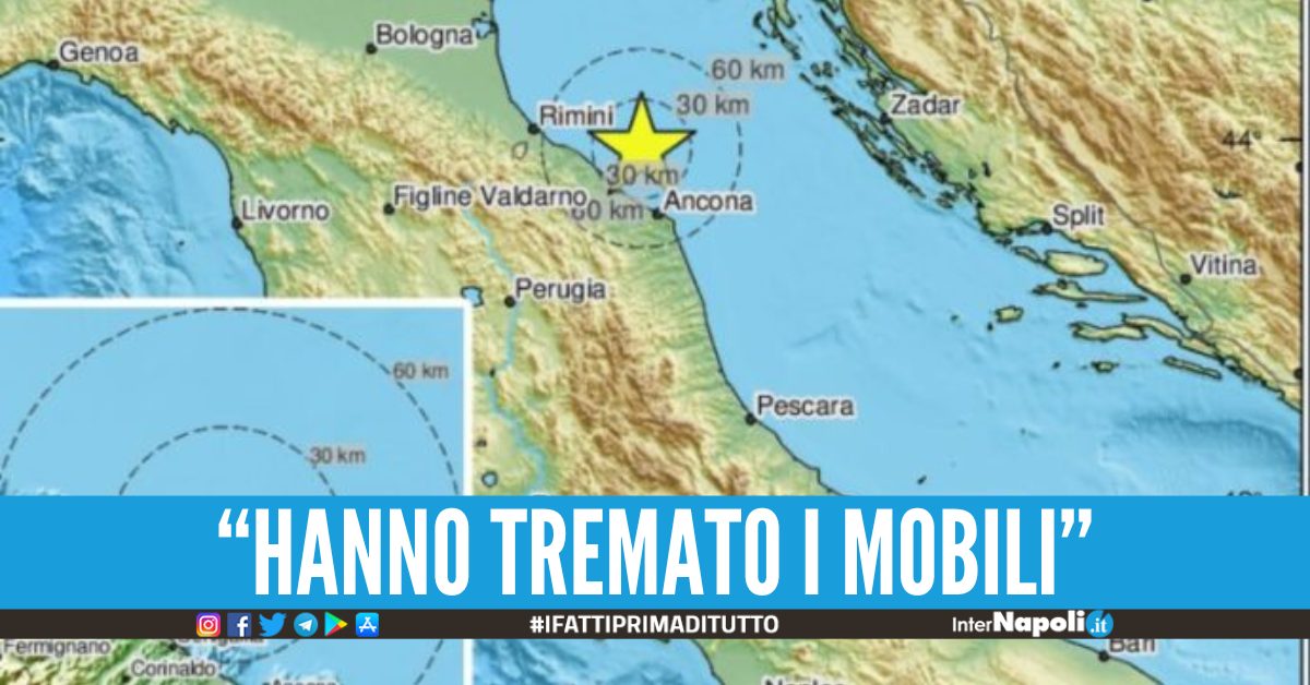 Terremoto magnitudo 4.1 nelle Marche, la scossa in mare avvertita nelle ...