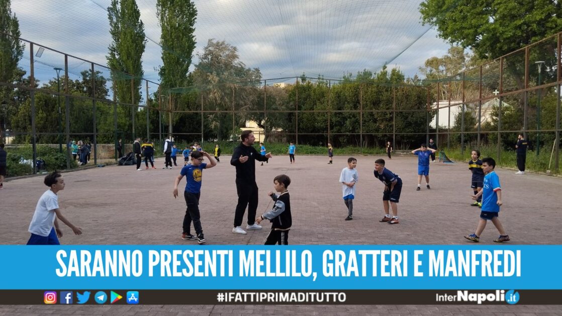 Inaugurazione del campetto di calcio a Secondigliano, strappato al clan d