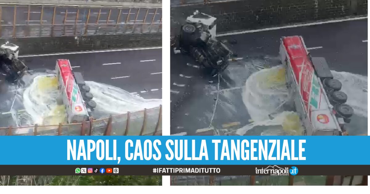 Terrore sulla Tangenziale di Napoli, cisterna si capovolge in mezzo ...