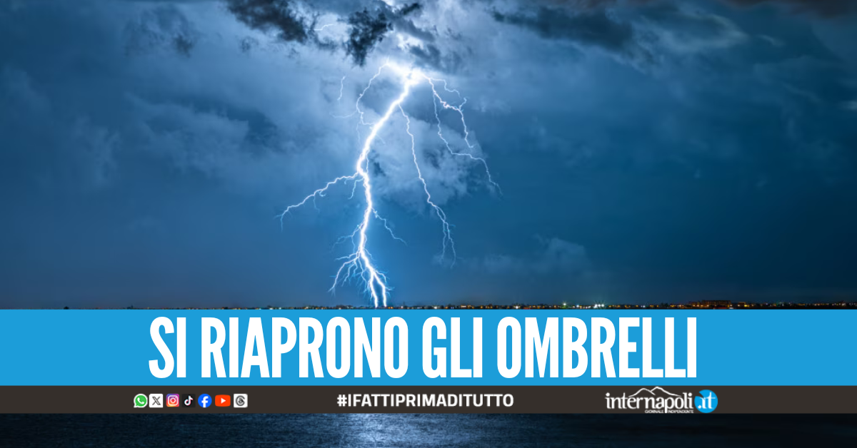 Napoli di nuovo sotto scacco di piogge e temporali, emanata l'allerta meteo