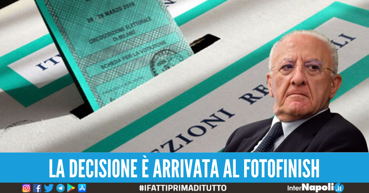 Regionali in Campania, De Luca ha comunicato la data delle elezioni
